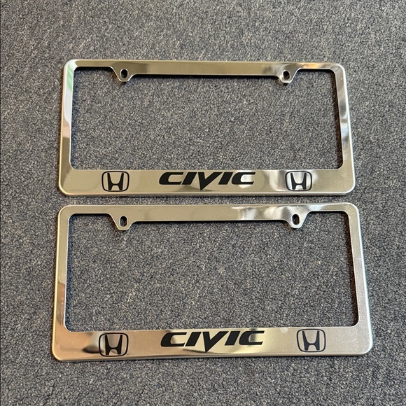 Honda | Other | Honda Civic Silver License Plate Frame Set | Poshmark